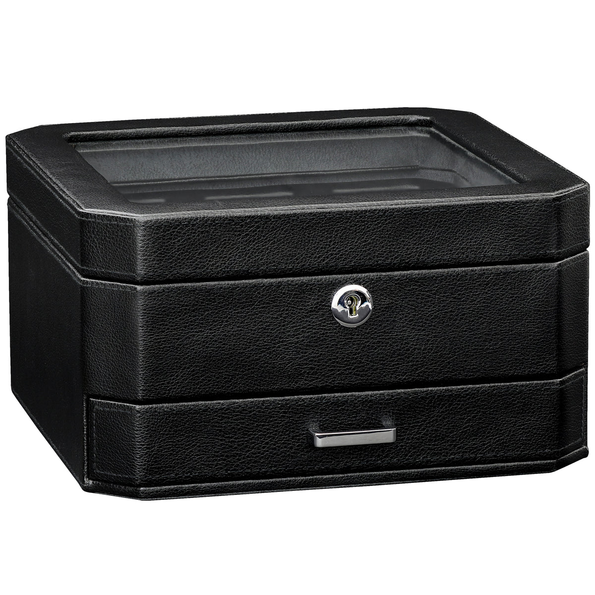 Rothwell 6 Slot Watch Box With Valet Drawer (Black / Grey) - Blacklist ...