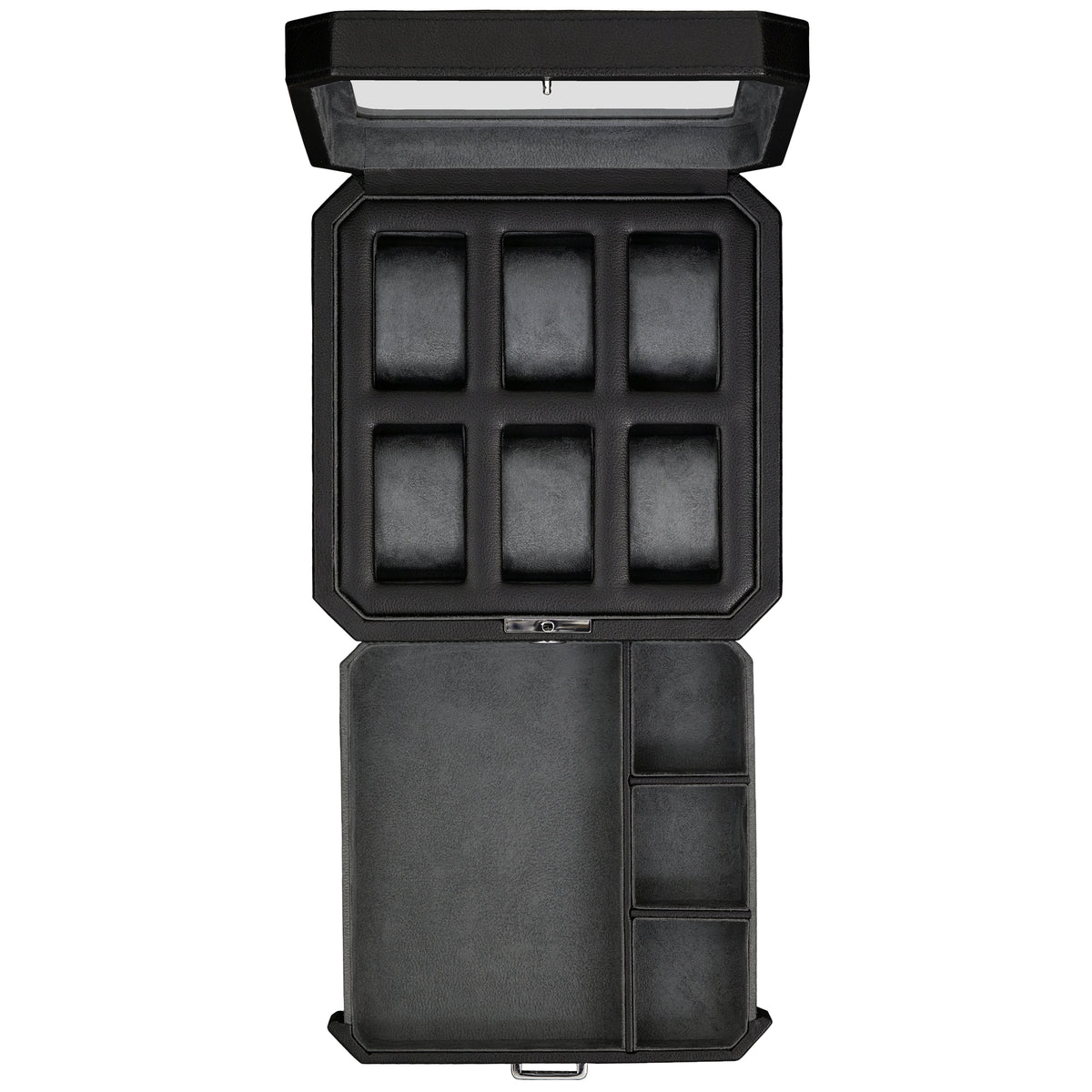 Rothwell 6 Slot Watch Box With Valet Drawer (Black / Grey) - Blacklist ...