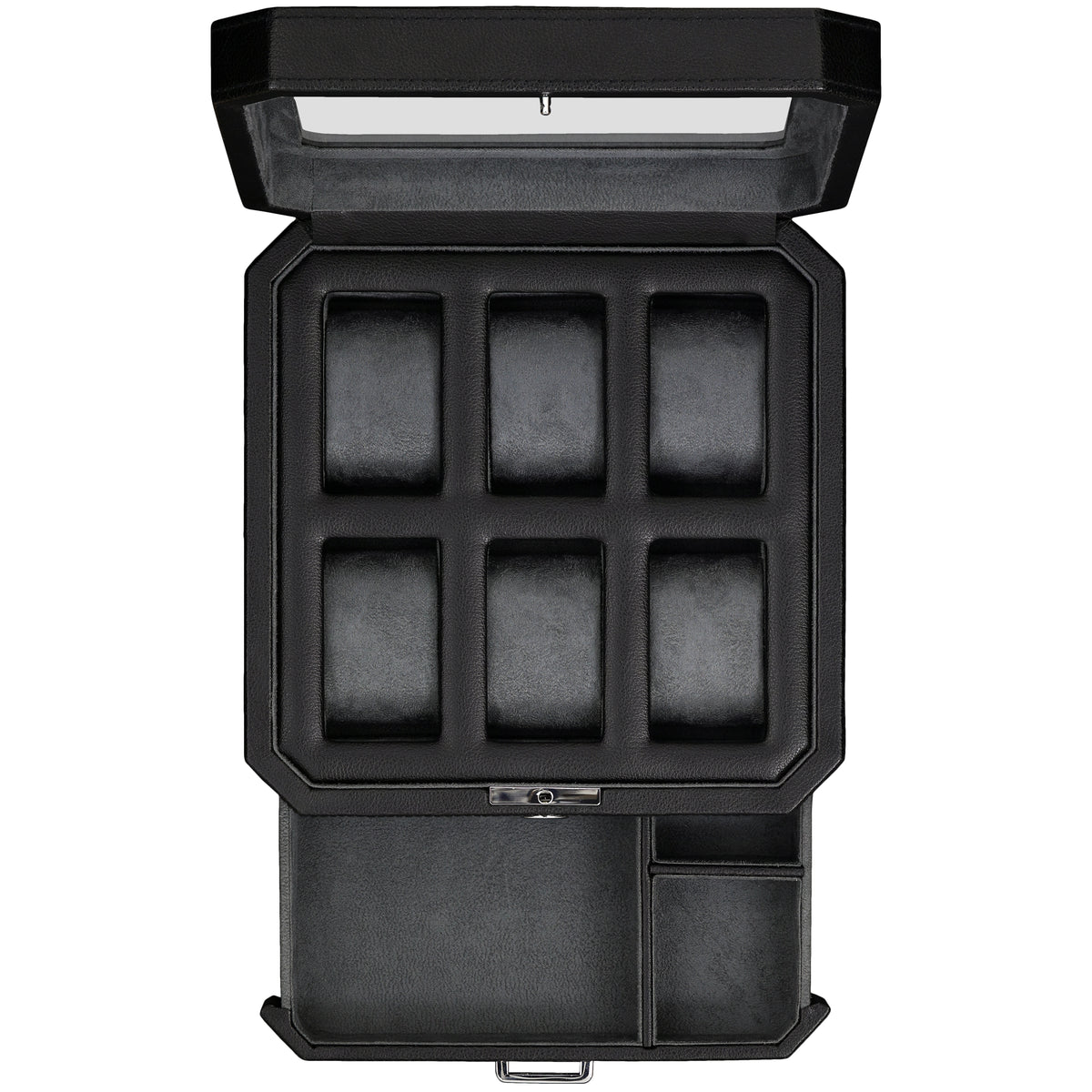 Rothwell 6 Slot Watch Box With Valet Drawer (Black / Grey) - Blacklist ...